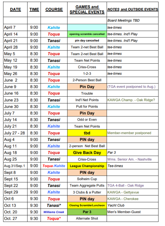 2 Revision Play Day Schedule | Tellico Village Ladies' Golf Association ...